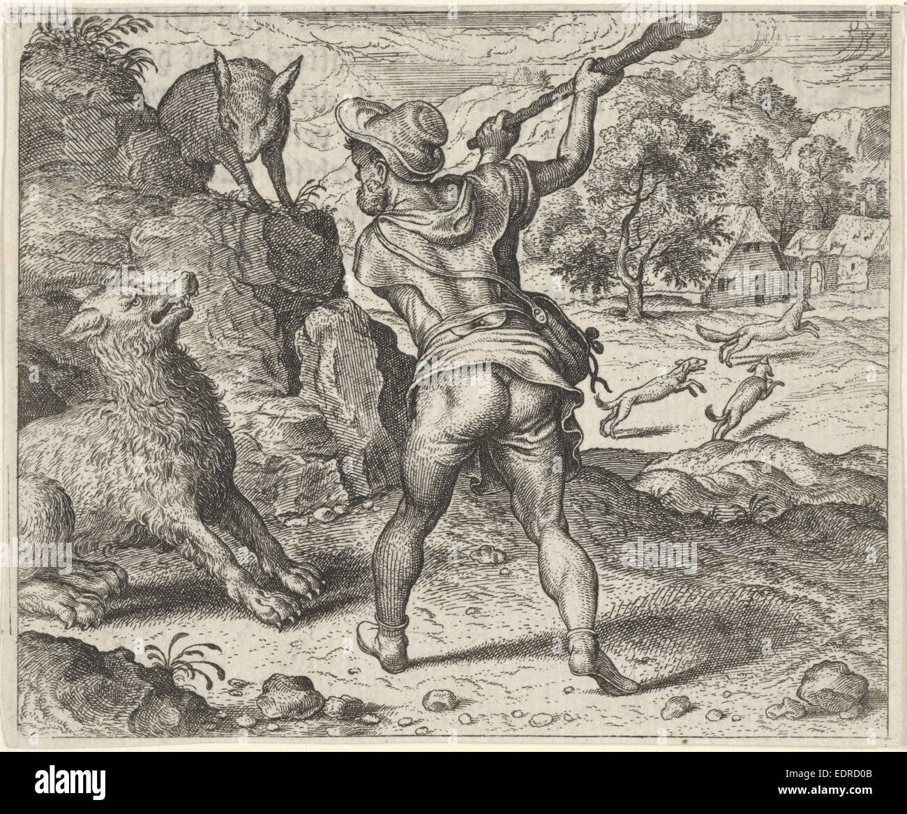 Fable of the wolf, the fox and the shepherd, Aegidius Sadeler, Marcus ...