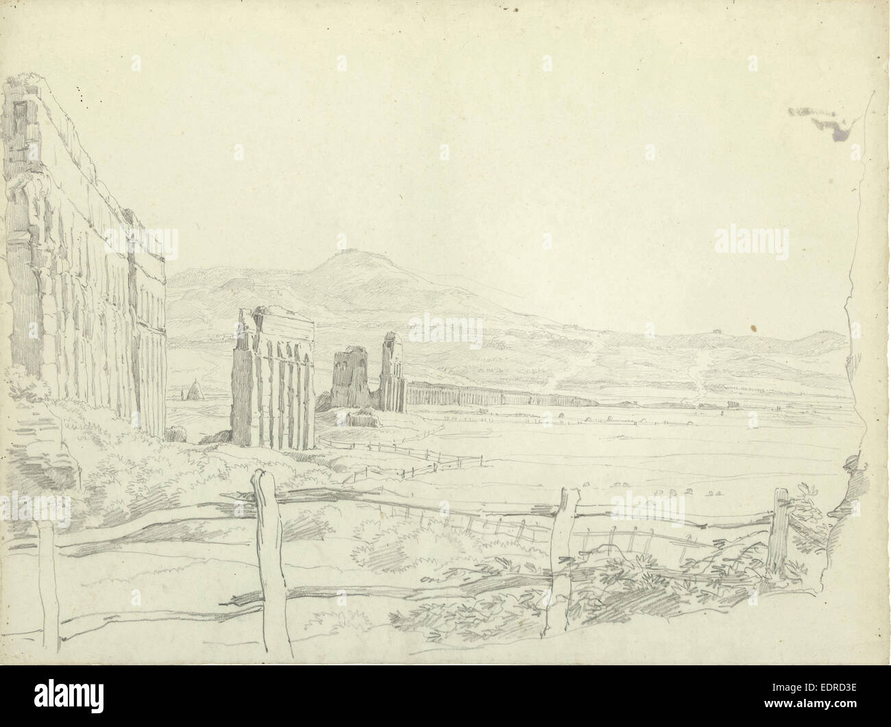 The aqueduct of the Aqua Claudia, view to the mountains, Rome Italy ...