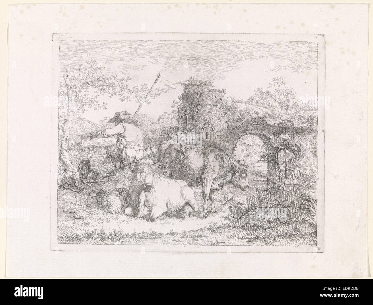 Shepherd with his flock, Barend Hendrik Thier, 1755 - 1811 Stock Photo ... Shepherd with his flock, Barend Hendrik Thier, 1755 - 1811 Stock Photo ...