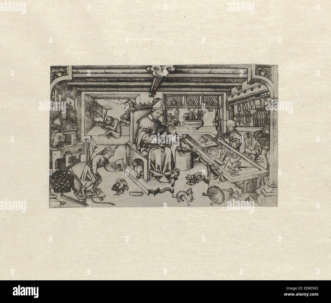 Saint Eligius in his workshop, attributed to Master of the Bileam, 1440 ...