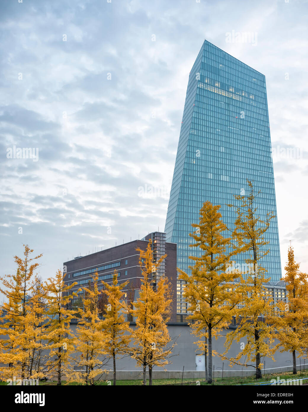 The new european central bank skyscraper building at sunset hi-res ...