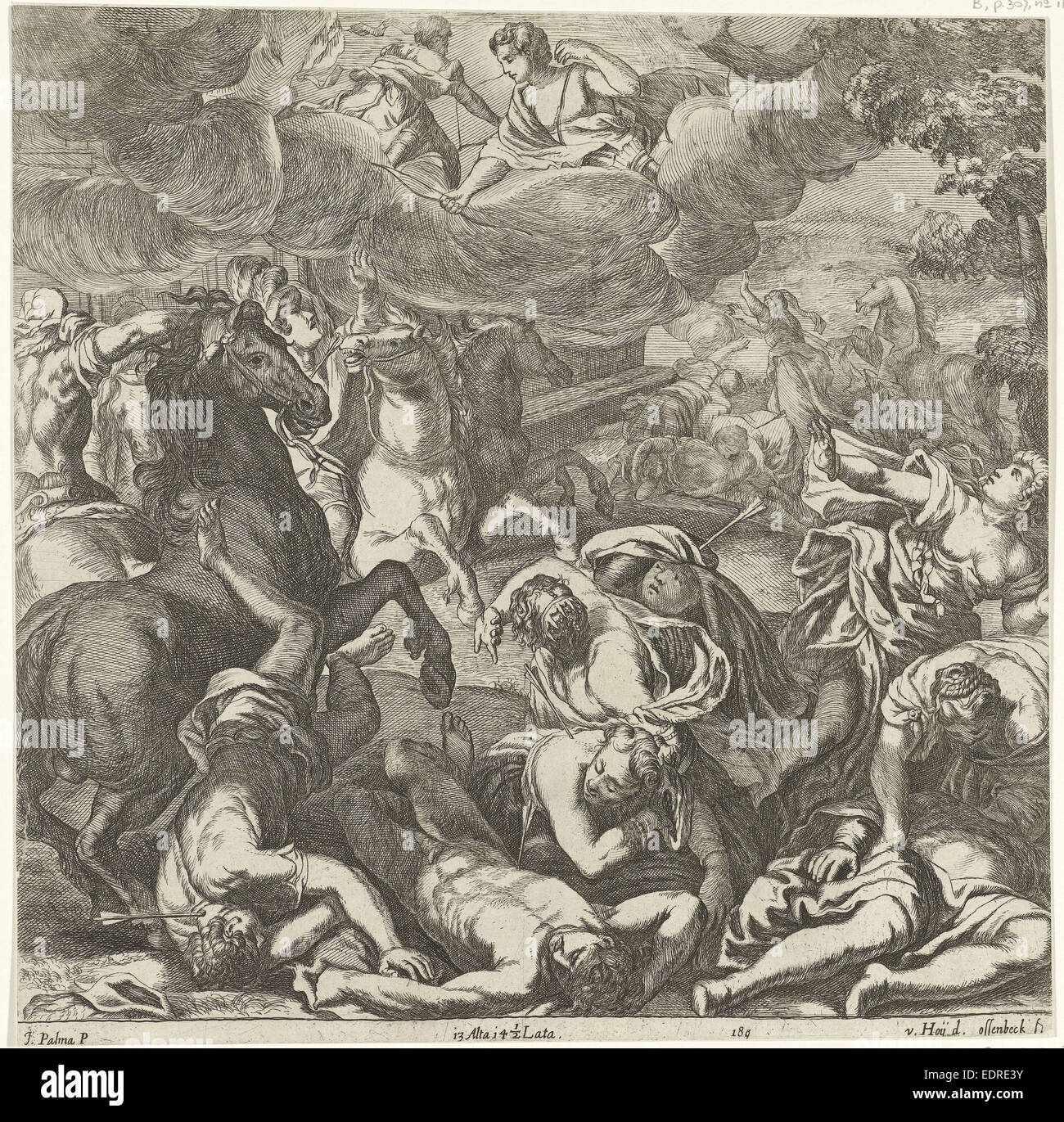 Apollo and Diana killing the children of Niobe, Jan van Ossenbeeck, in ...