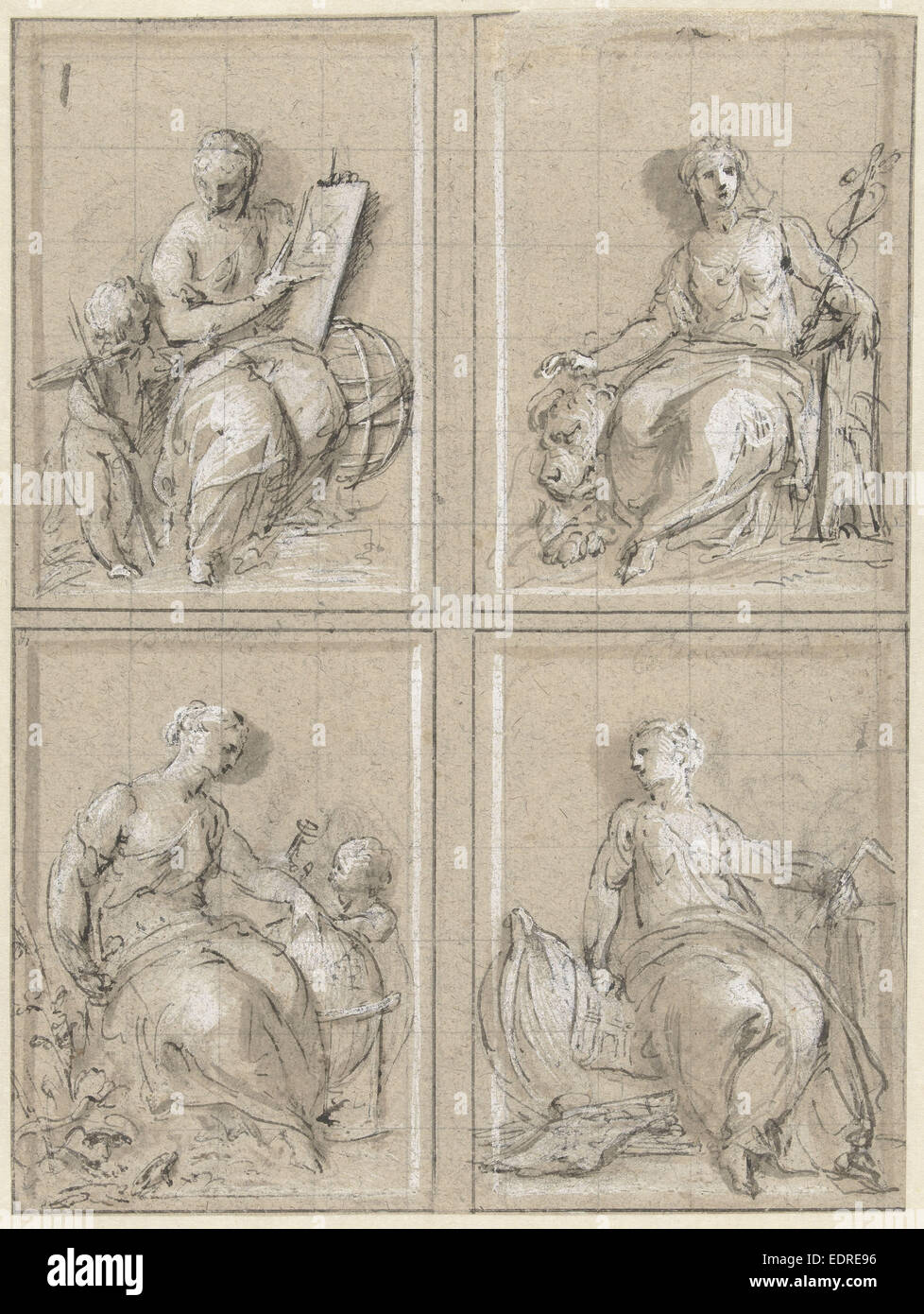 Mathematics, Commerce, Geography and Shipbuilding, Jacob de Wit, 1695 ...