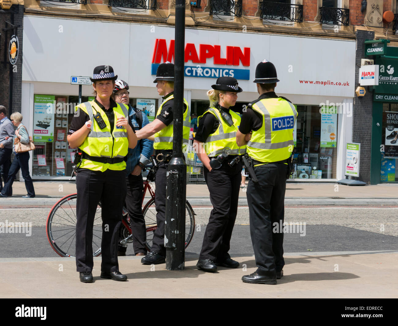 Police men and women on duty in Sheffield city South Yorkshire during ...