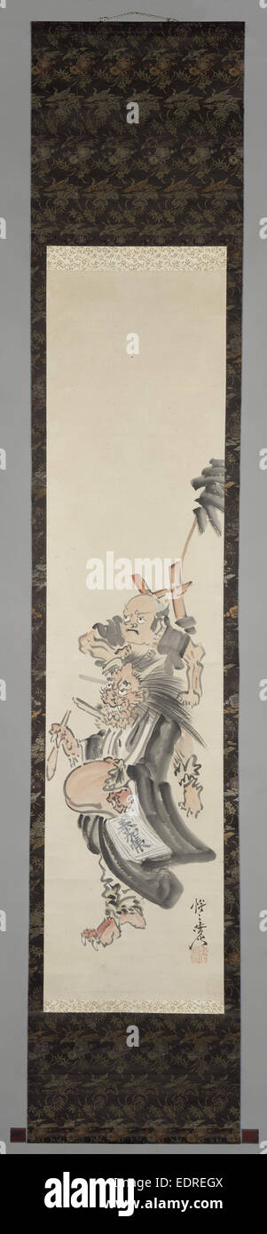 A devil as a mendicant, Kawanabe Kyosai, 1850 - 1889, scroll painting ...