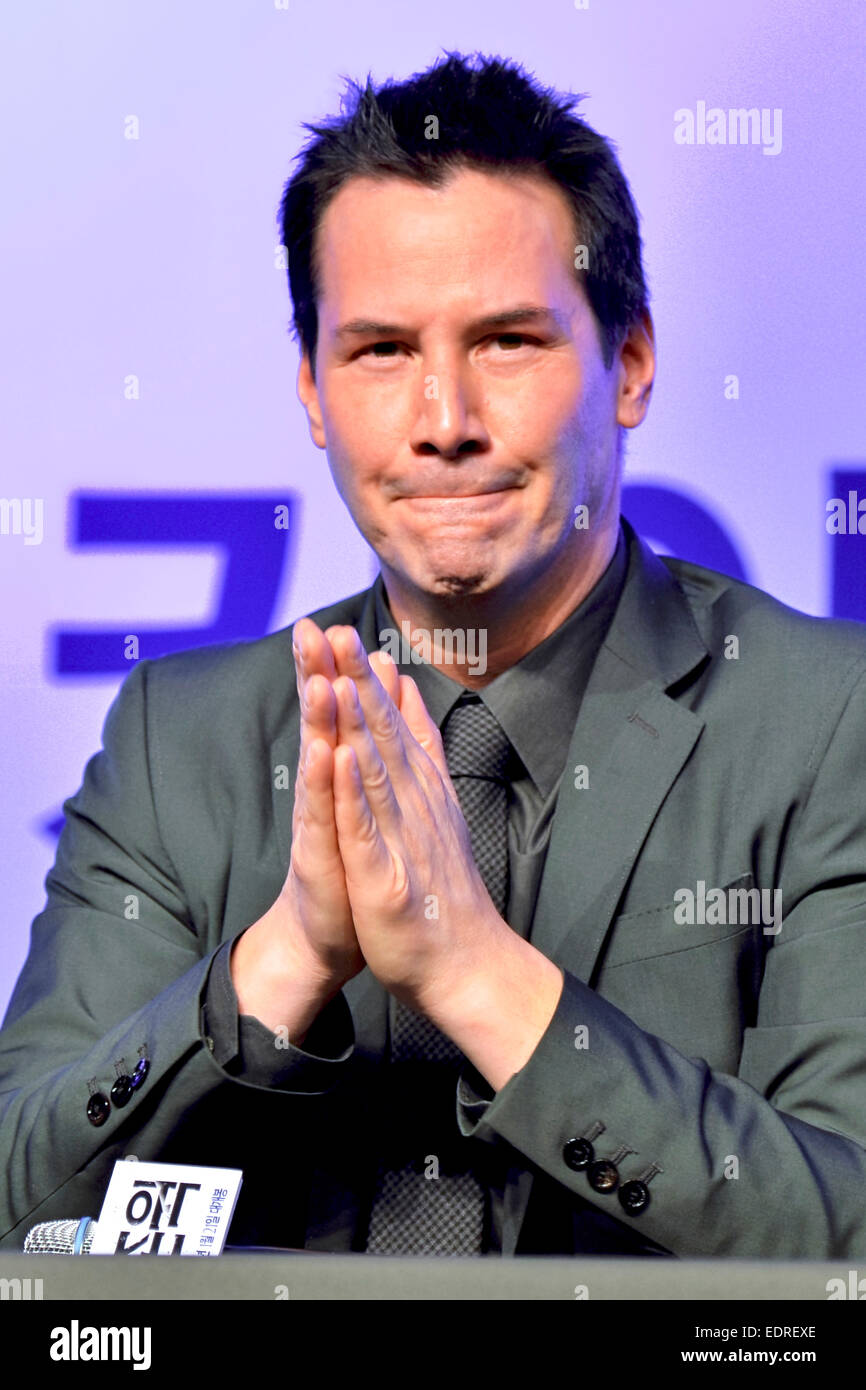 Seoul, South Korea. 08th Jan, 2015. Actor Keanu Reeves attends a press ...