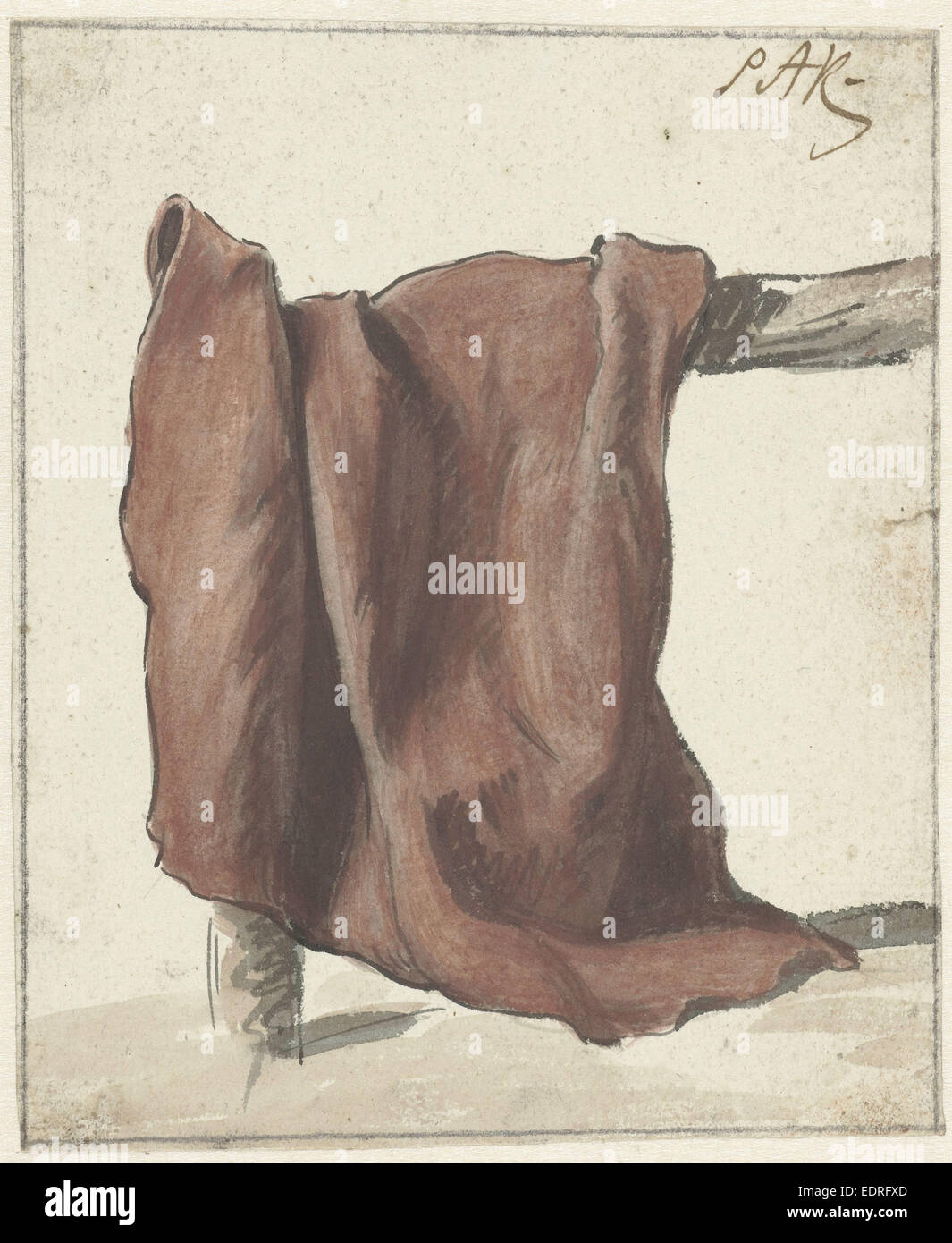 Red rag hanging over a fence, Simon Andreas Krausz, 1770 - 1825 Stock ...