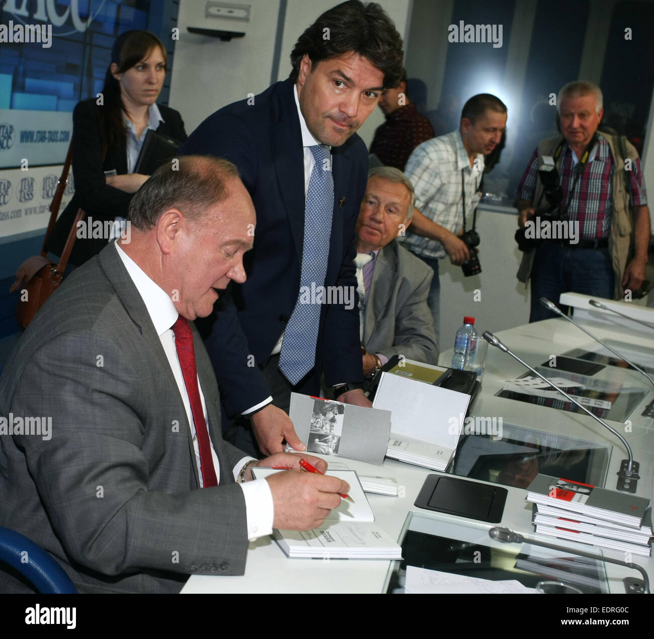 Gennady Zyuganov signs copes of his new book Featuring: Gennady ...