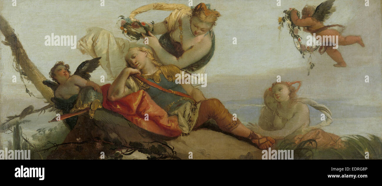 The Sleeping Rinaldo Crowned with Flowers by Armida (formerly entitled ...