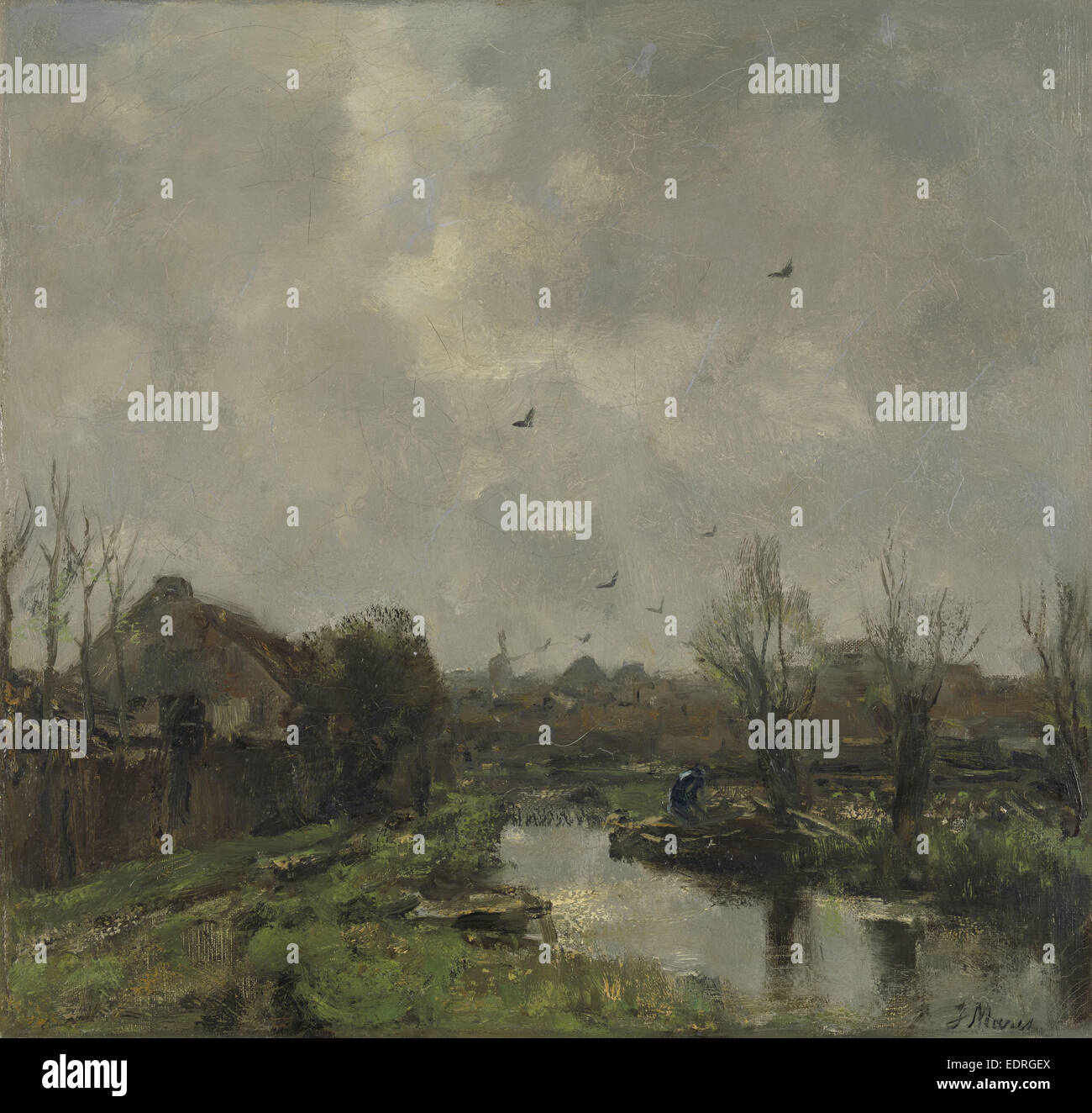 Landscape near the Hague, The Netherlands, Jacob Maris, 1891 Stock ...