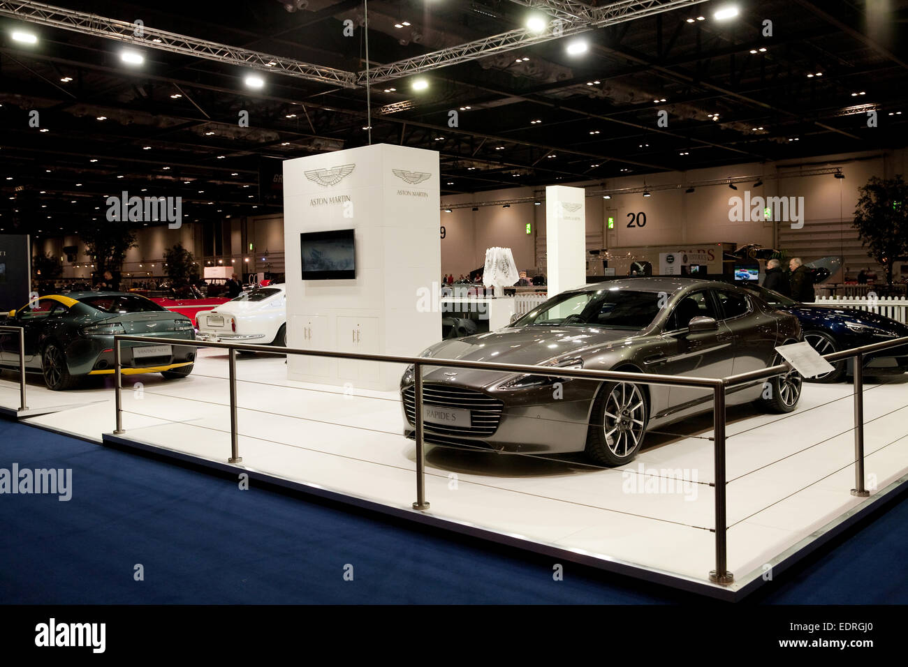 Aston Martin stand at the London Classic car show at the Excel Stock ...