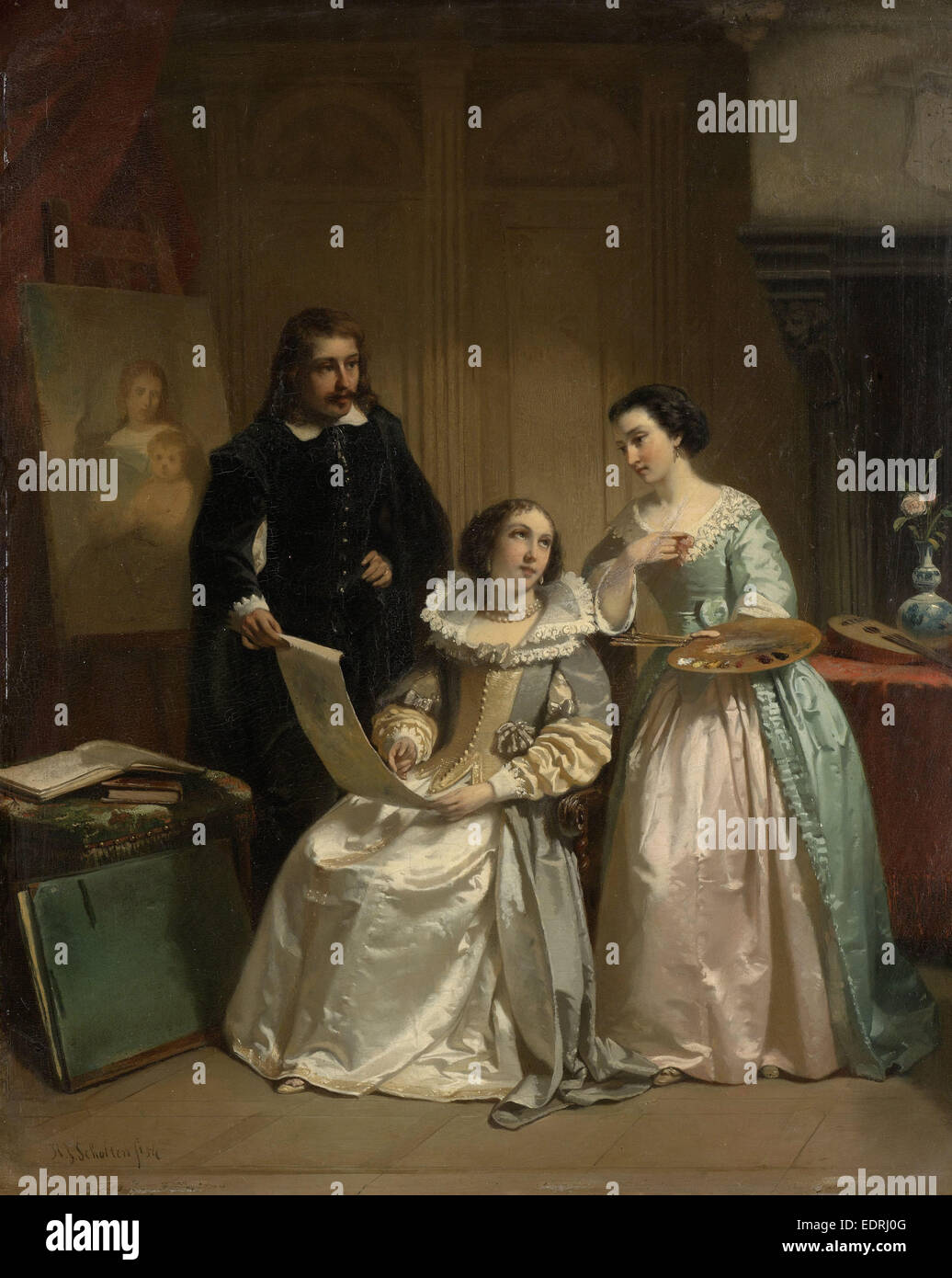 Gerard van Honthorst Shows Amalia van Solms the Drawings by his Pupil ...