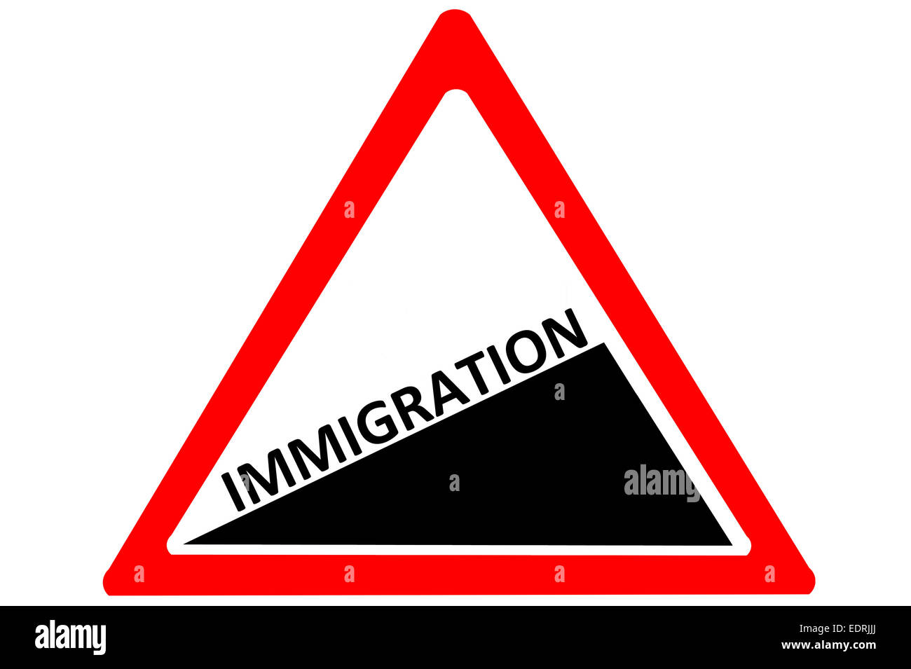 immigration increasing warning road sign isolated on white background ...