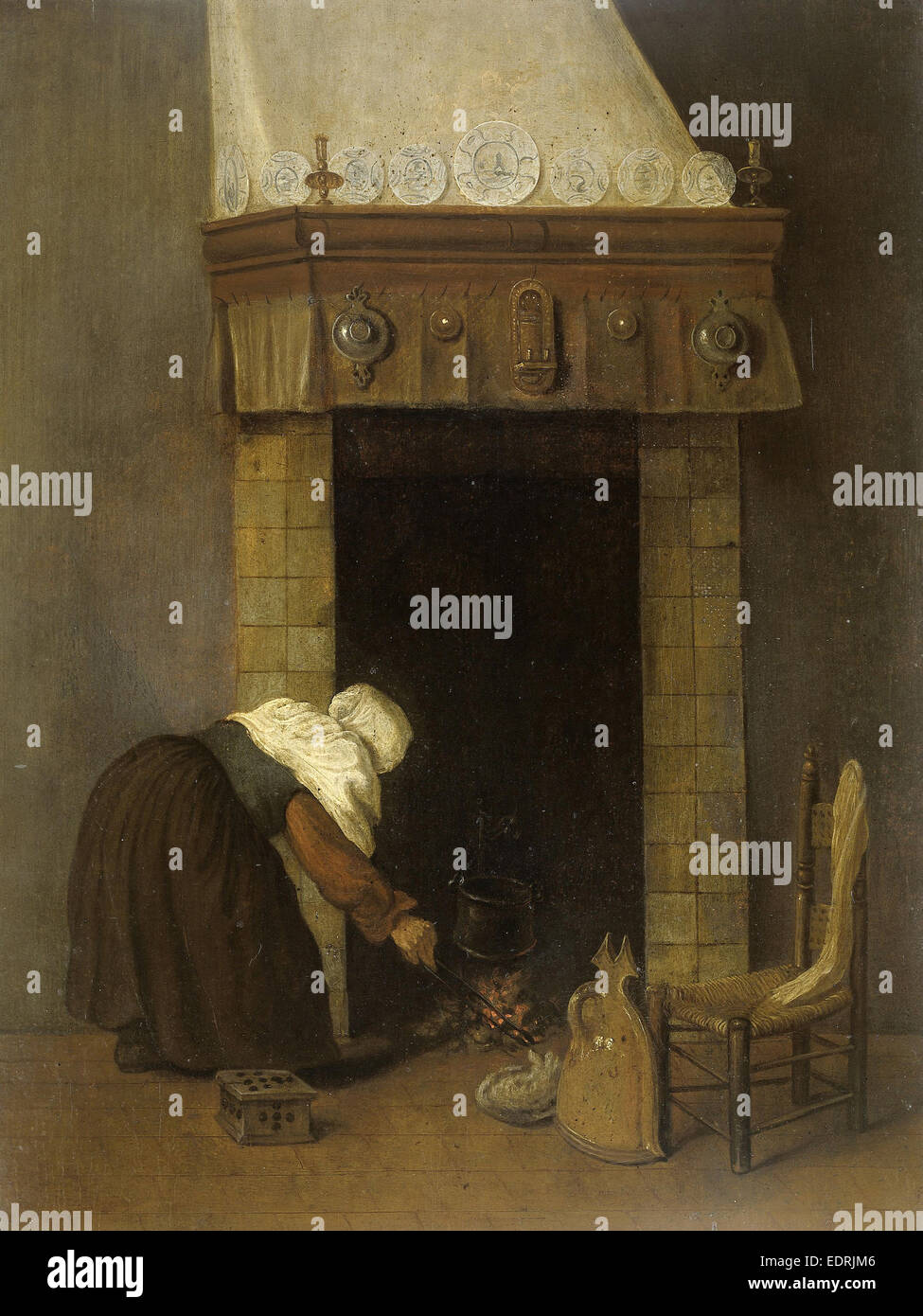 Woman at the Hearth, Jacob Vrel, 1654 - 1662 Stock Photo - Alamy