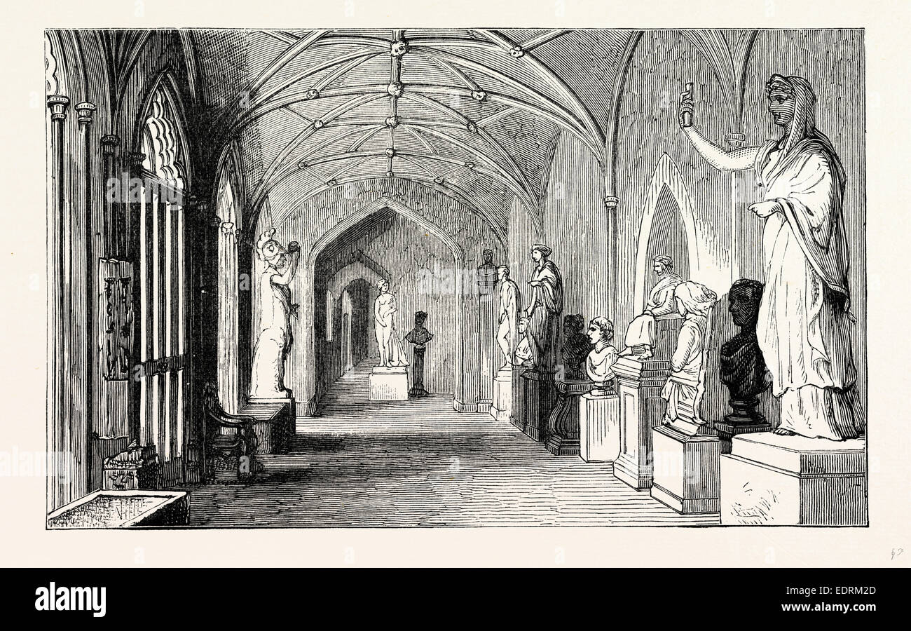 Lowther Castle, the Sculpture Gallery, UK, England, engraving 1870s ...