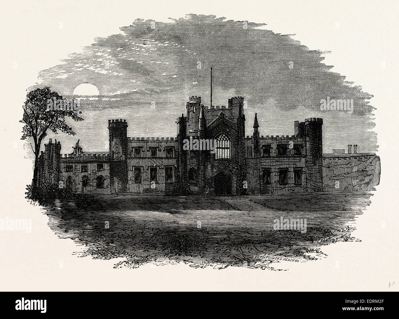Lowther Castle, South Front, UK, England, engraving 1870s, Britain ...