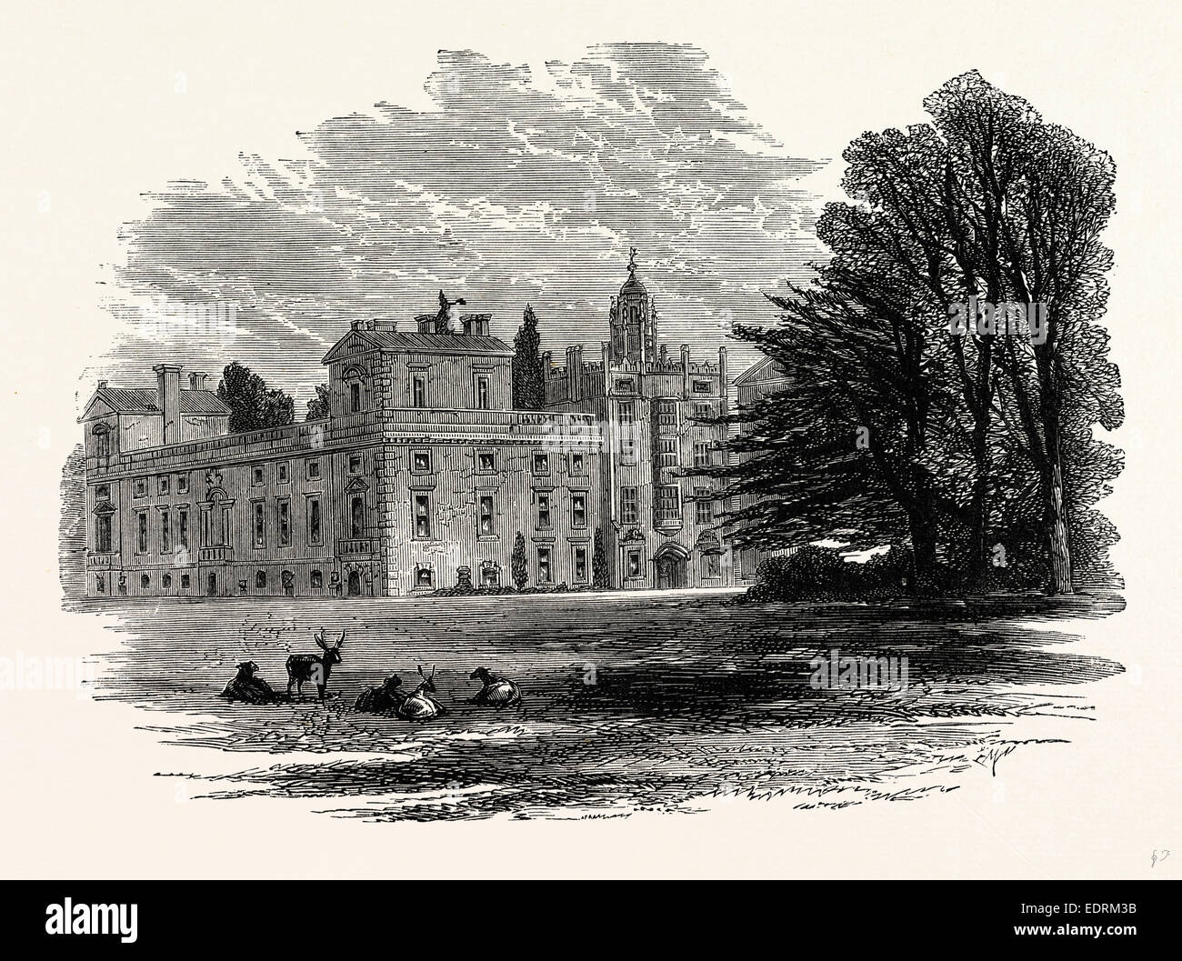 The Principal Front, Wilton House, UK, England, engraving 1870s ...