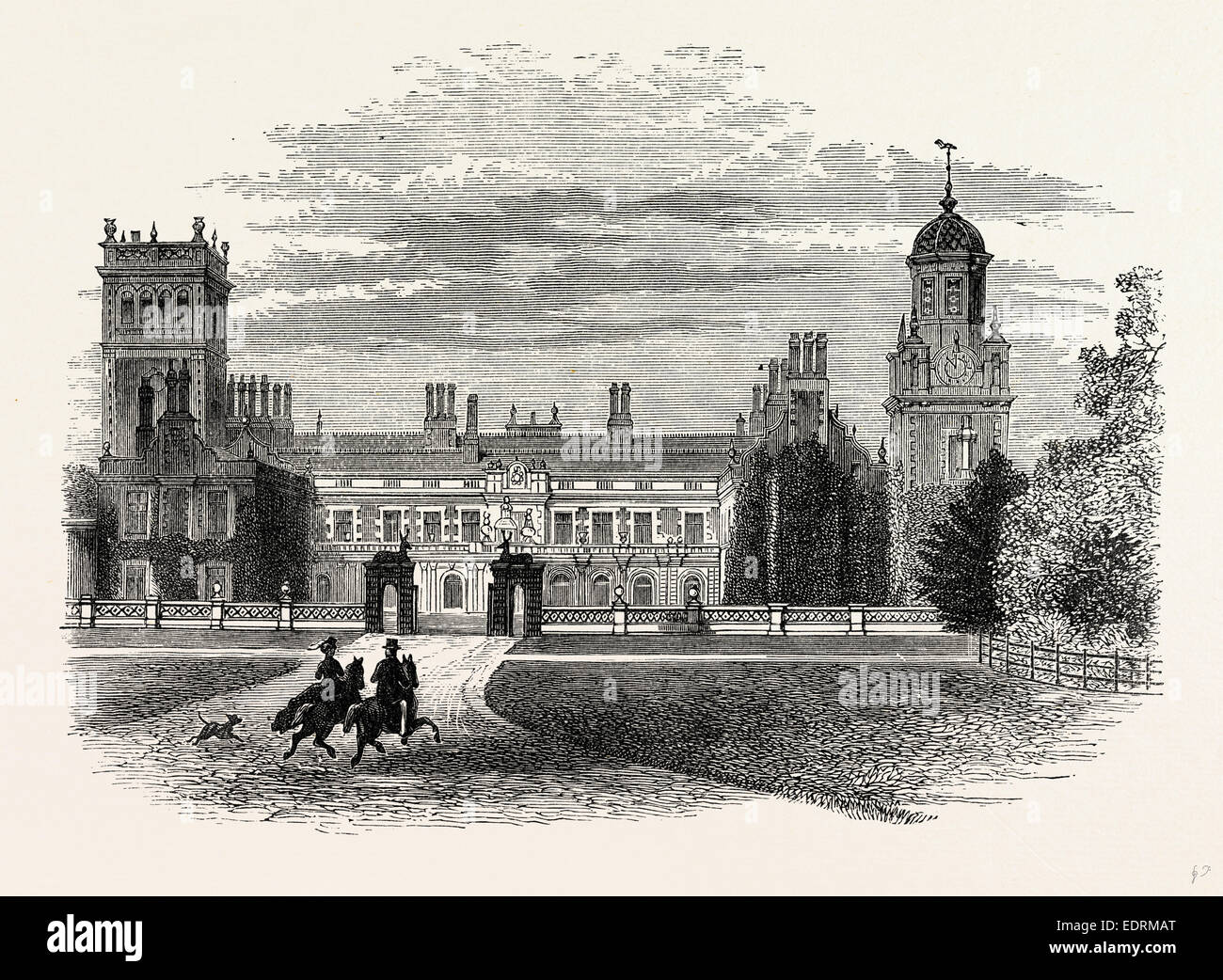 The Front, Somerleyton, UK, England, engraving 1870s, Britain Stock ...