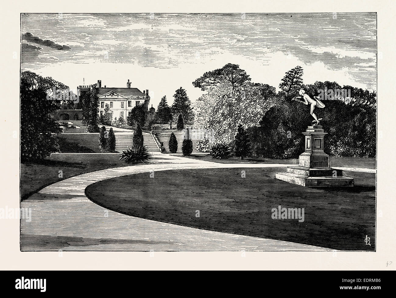 Melbourne Hall, from the Garden, UK, England, engraving 1870s, Britain ...