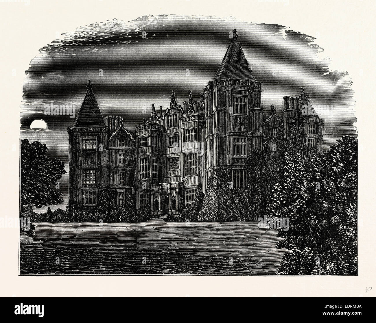 North-east View, Westwood Park, UK, England, engraving 1870s, Britain ...