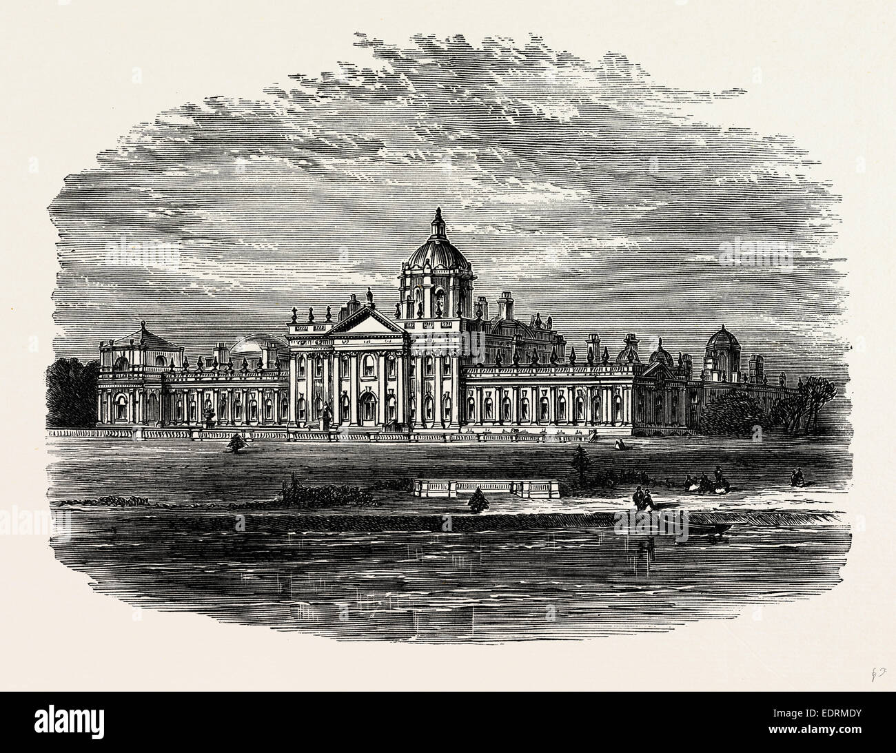 The South Front, Castle Howard, UK, England, engraving 1870s, Britain ...