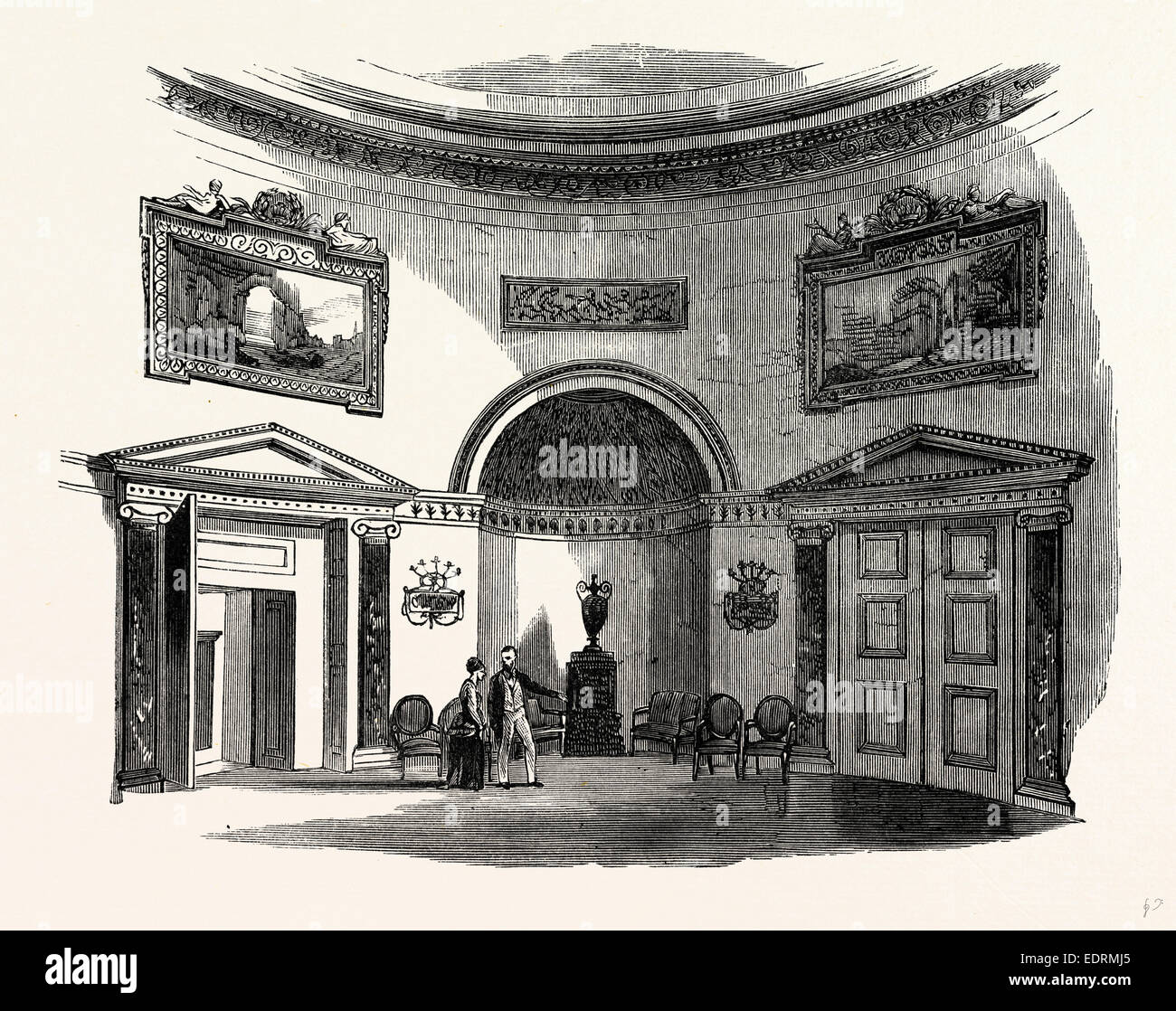 The Saloon, Kedleston Hall, UK, England, engraving 1870s, Britain Stock ...