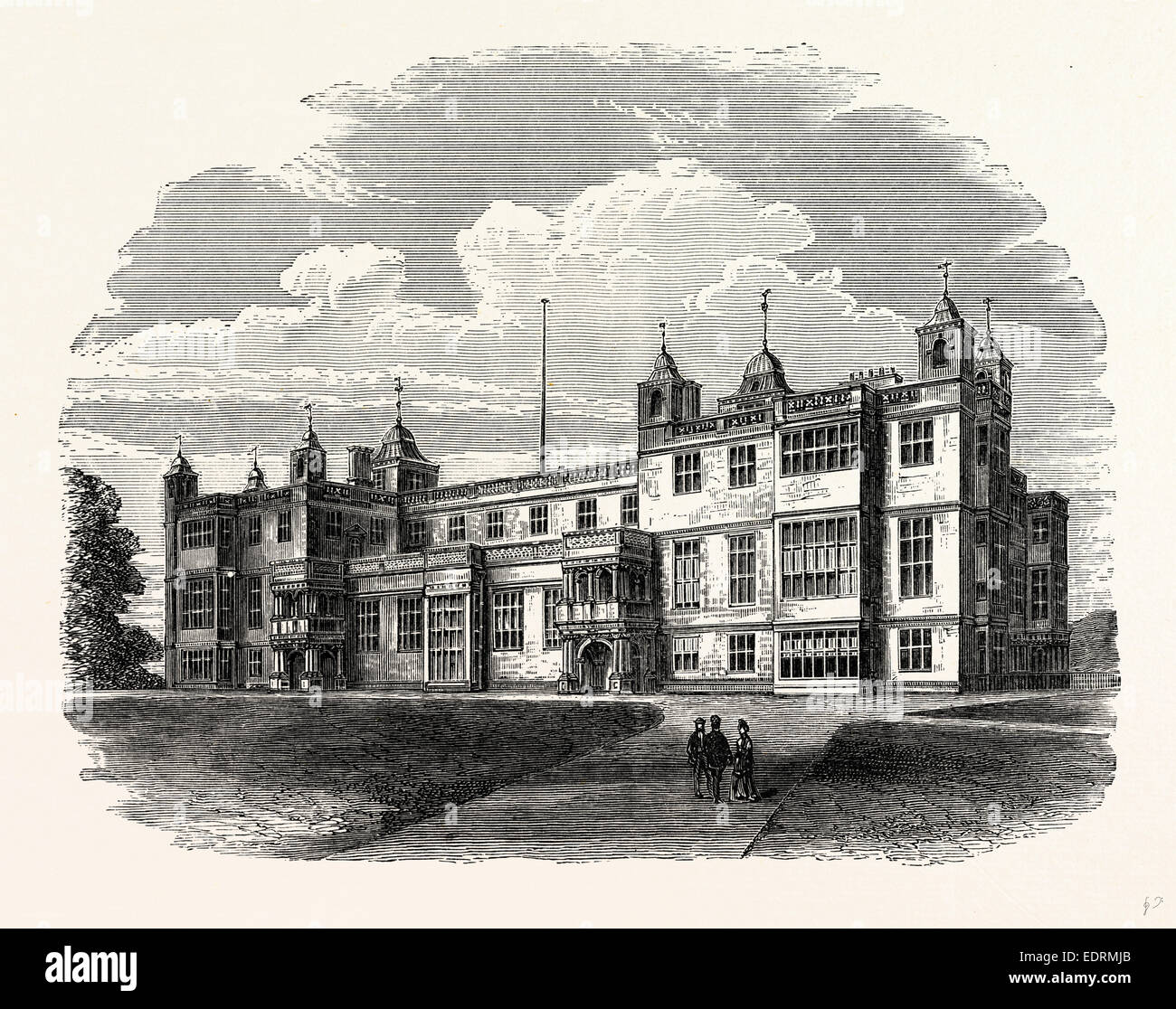 The West Front, Audley End, UK, England, engraving 1870s, Britain Stock ...