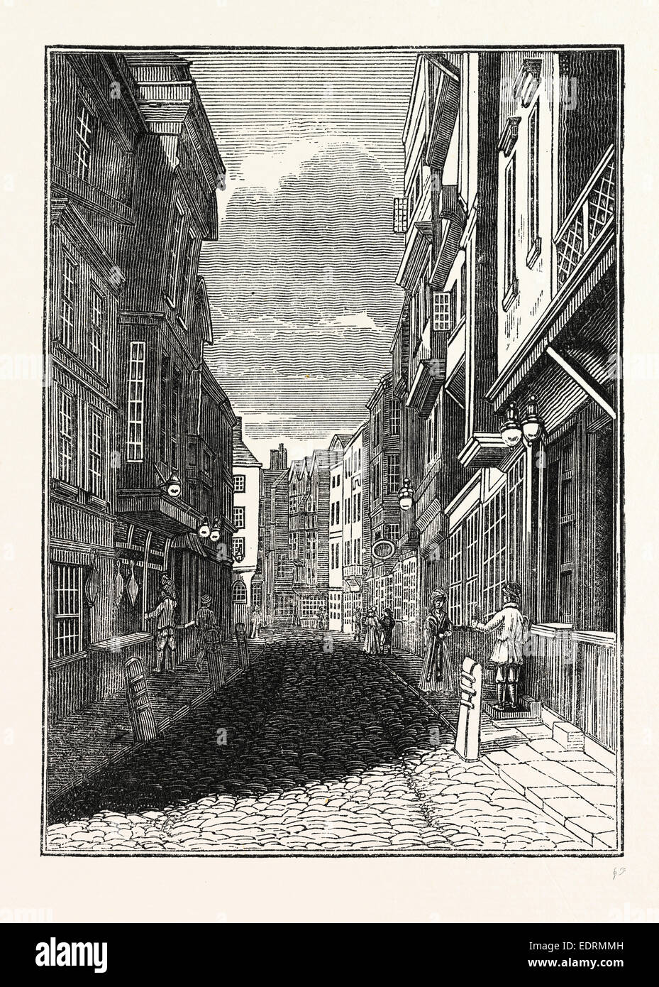 Butcher Row, Temple Bar, London, England, engraving 19th century ...