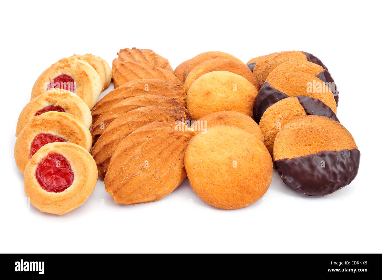 some assorted different cookies on a white background Stock Photo - Alamy