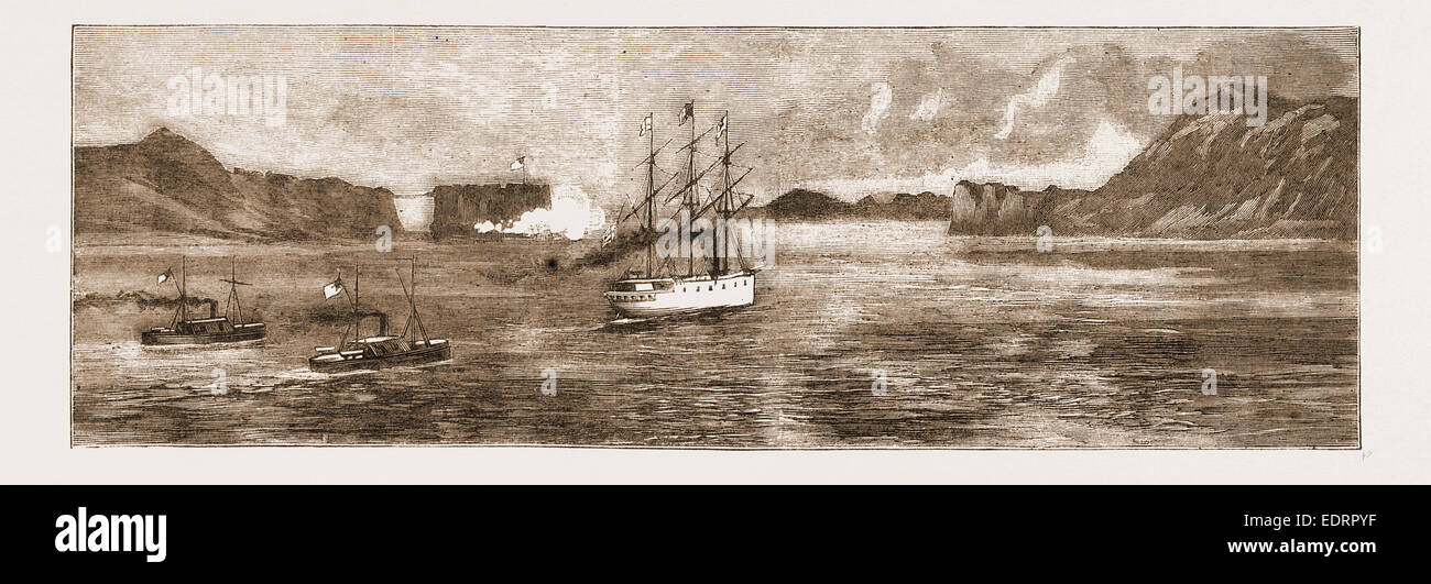 THE GOLDEN GATE, SAN FRANCISCO: H.M.S. "COMUS" LEAVING THE HARBOUR ...