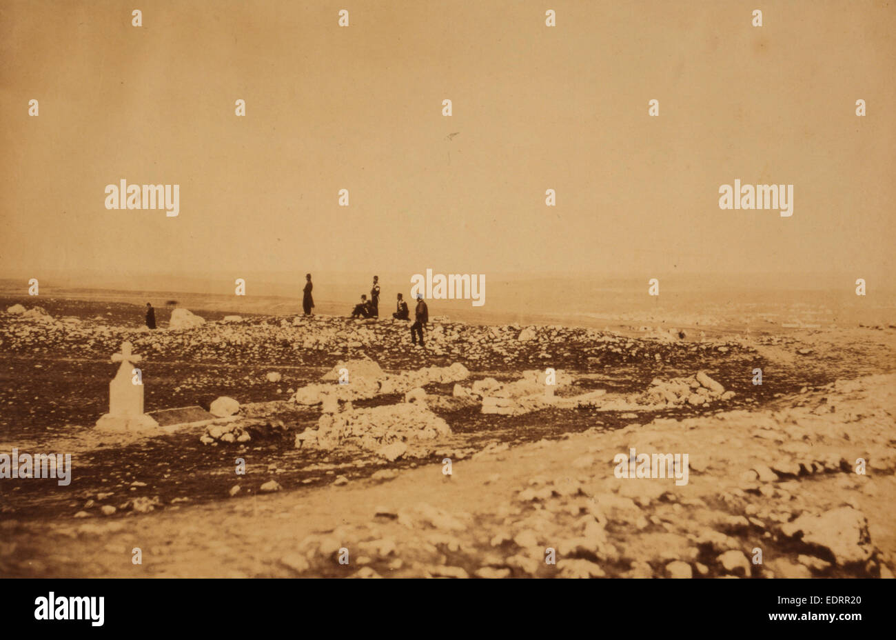 The cemetery, Redoubt des Anglais & Inkerman in the distance, Crimean ...