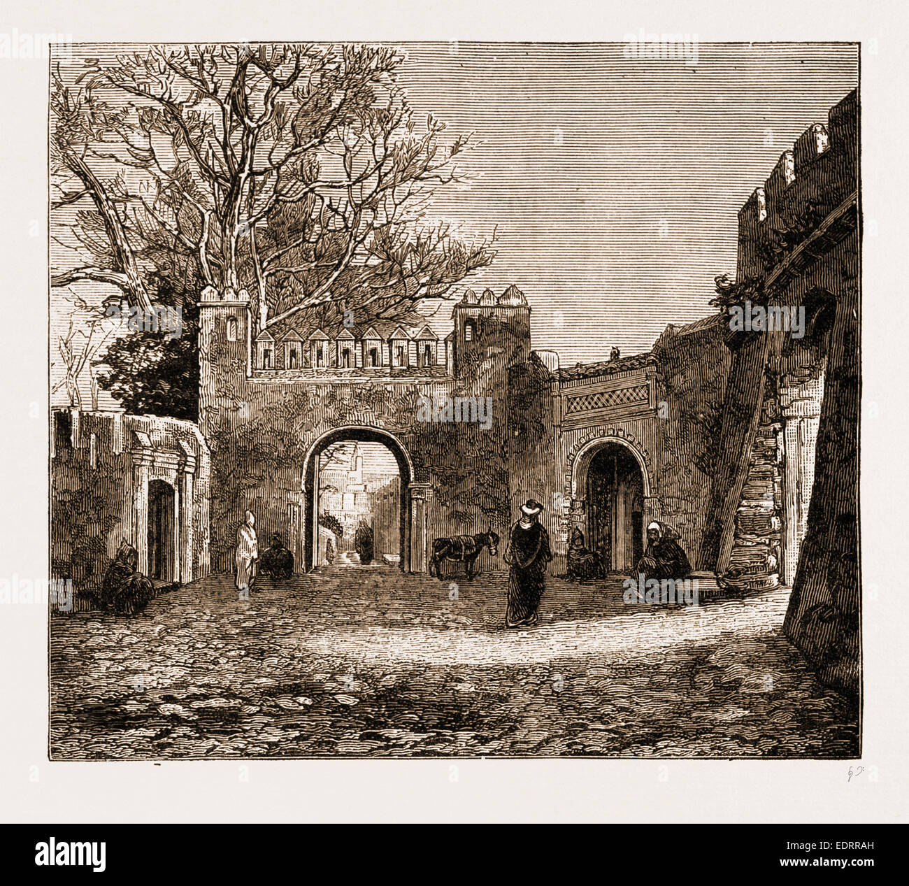 TANGIER, 1883: ONE OF THE GATES OF THE SOKO OR MARKET PLACE Stock Photo ...