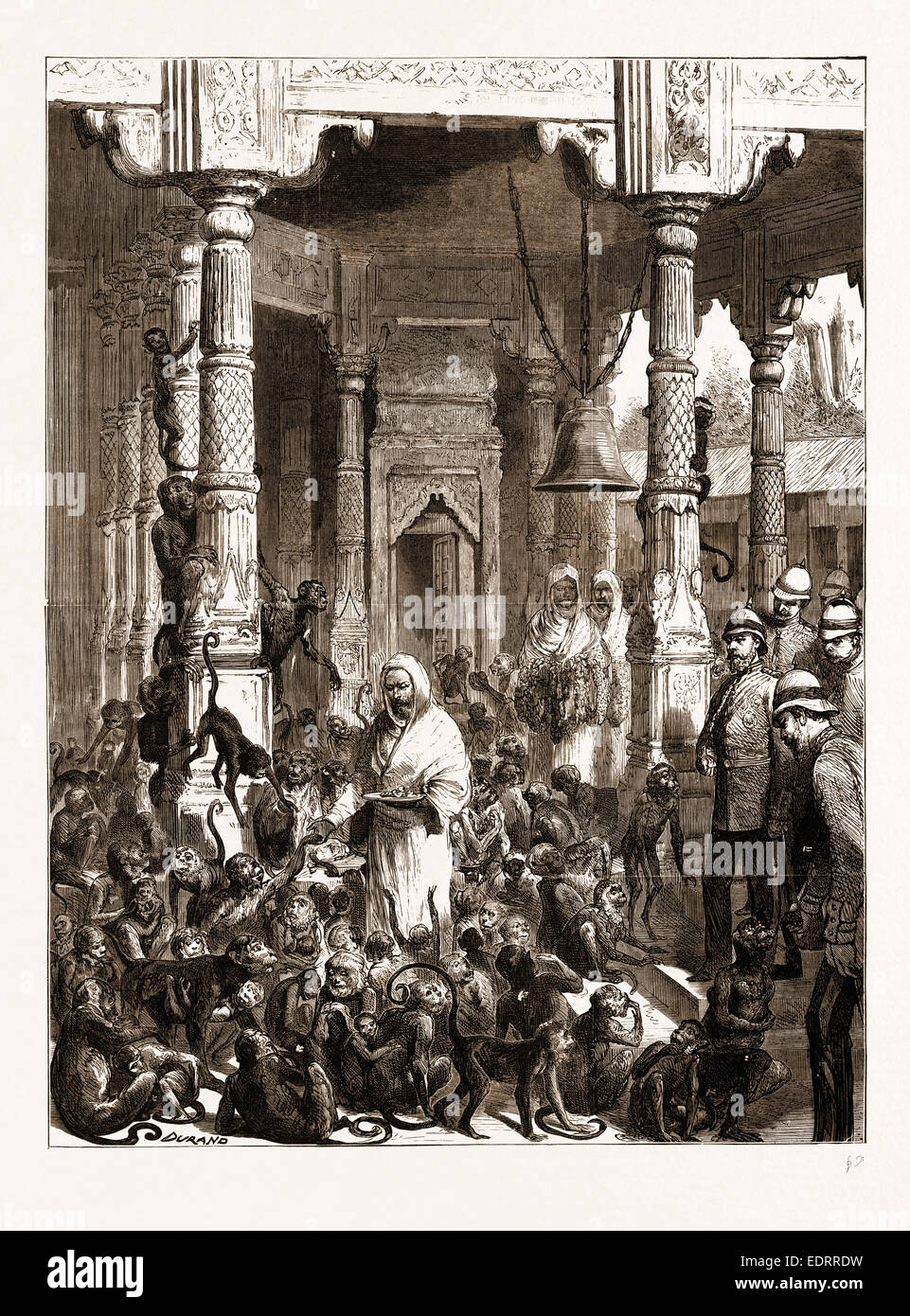 THE PRINCE OF WALES VISITING THE MONKEY TEMPLE, BENARES, VARANASI ...