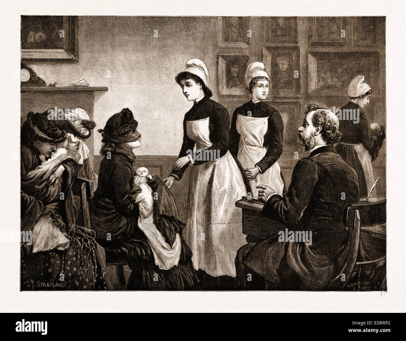 RECEIVING DAY AT THE FOUNDLING HOSPITAL, UK, 1883 Stock Photo - Alamy