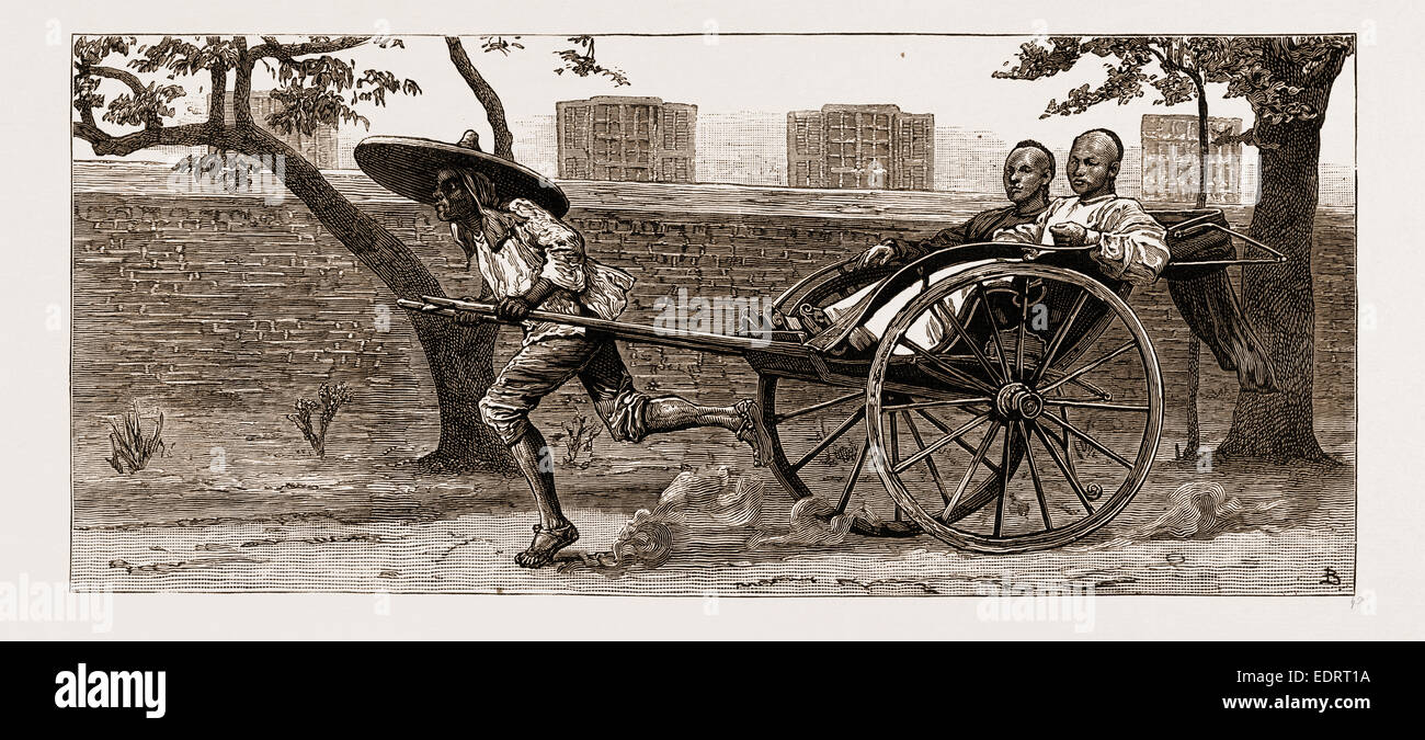 A "JINRIKSHA," RICKSHAW, OR CHINESE HAND-CARRIAGE, 1883 Stock Photo - Alamy