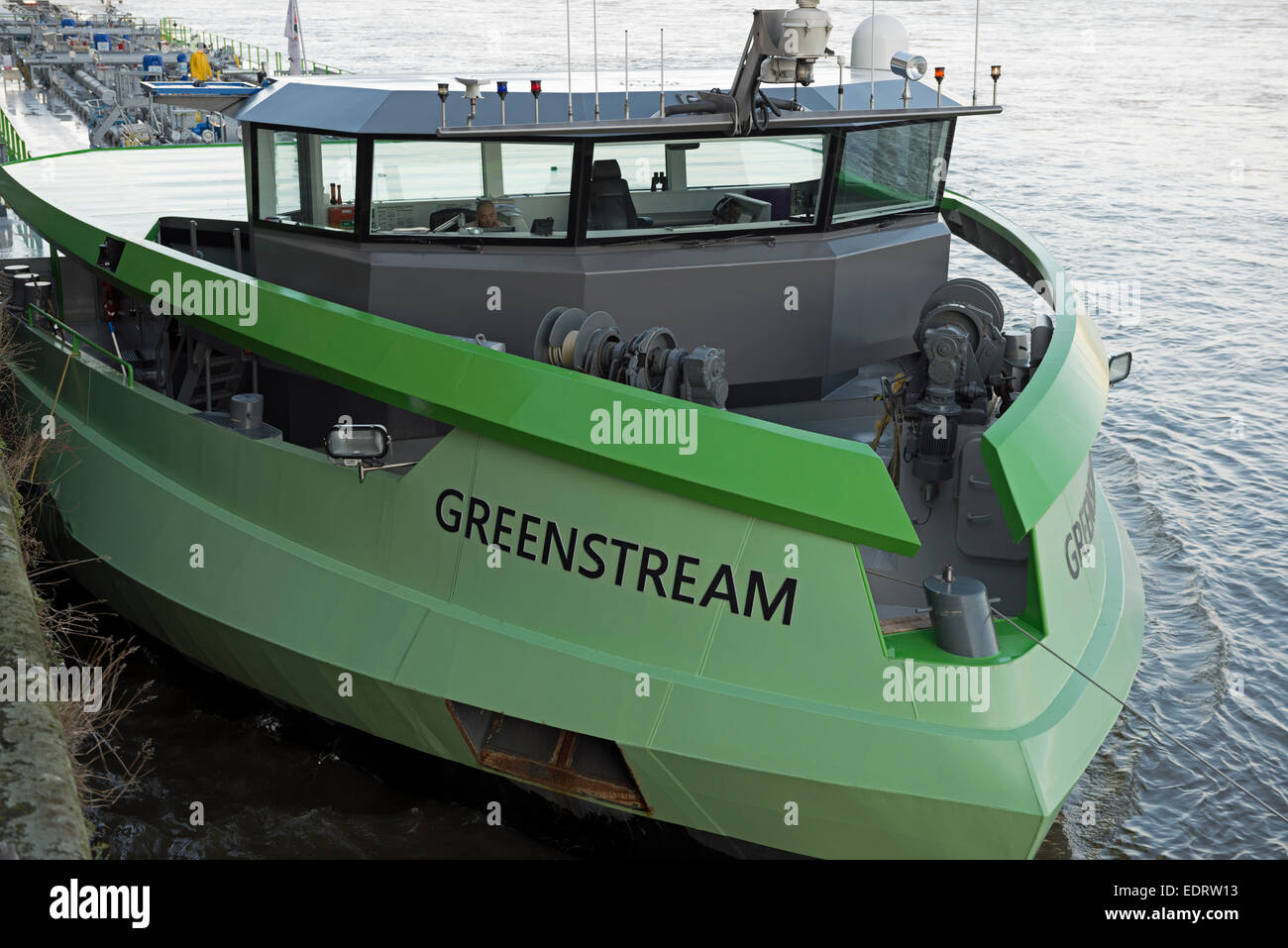 Greenstream, a gas-powered tanker, river Rhine, Cologne, Germany Stock ...