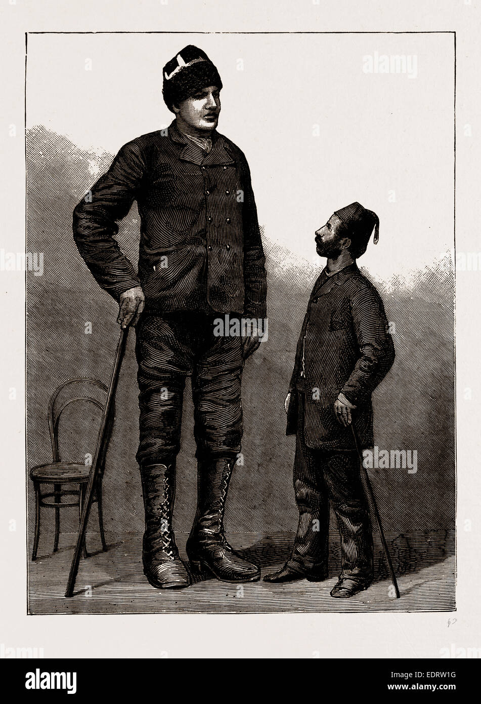 AMANAB, A GREEK GIANT, 1886; He is 7 ft. 9 in. high; 27 in. round the ...
