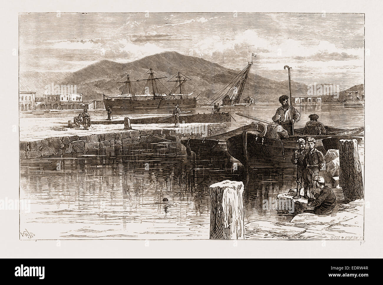 SPAIN 1873, THE HARBOUR OF CARTHAGENA, NOW IN THE POSSESSION OF THE ...