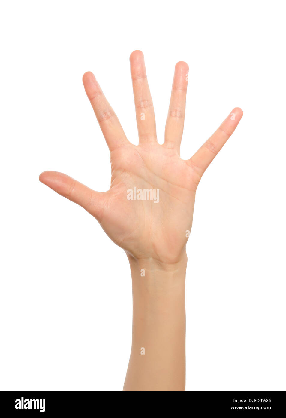 Woman hand showing number five Stock Photo - Alamy