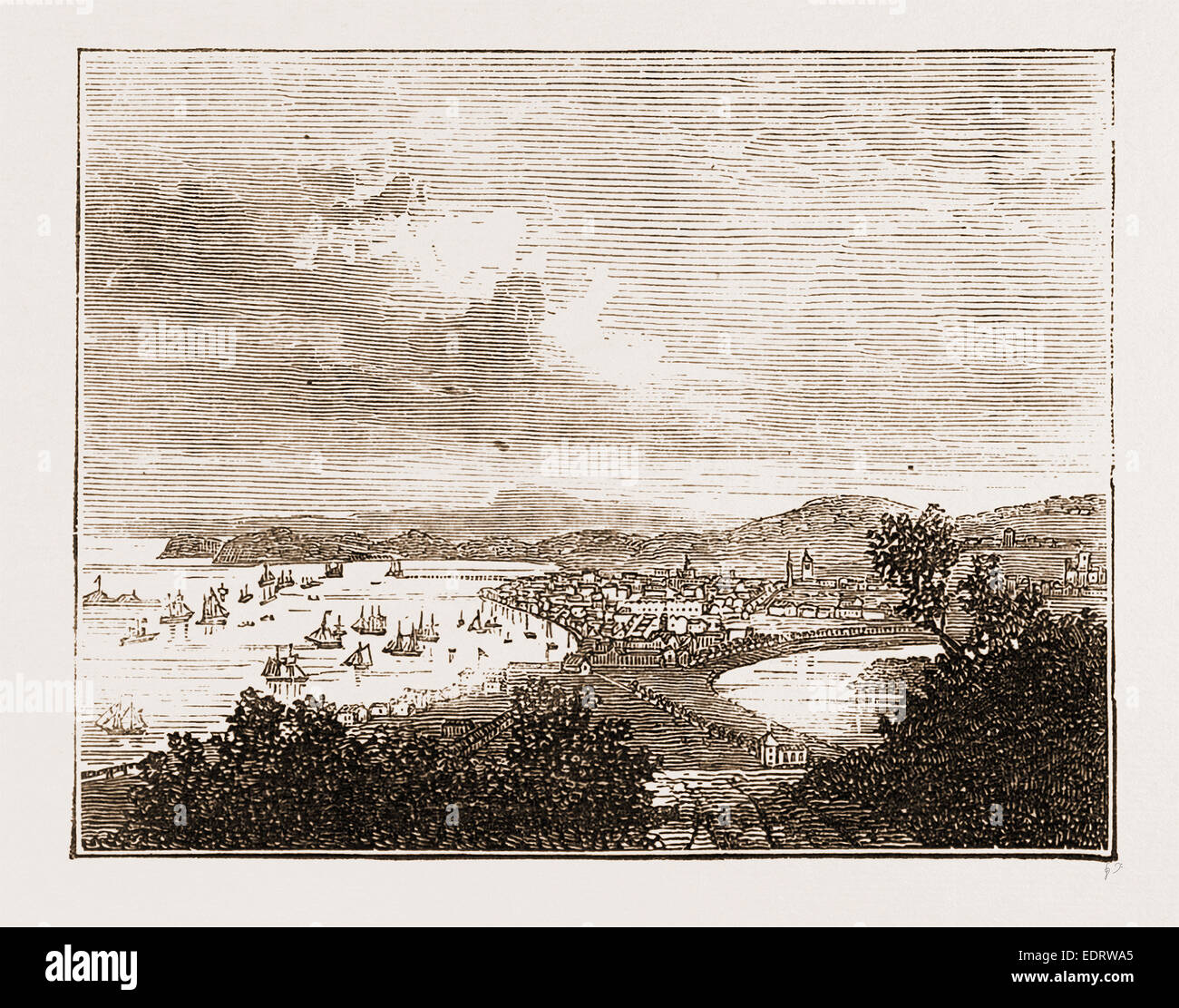 DRONTHEIM, Norway engraving 1873 Stock Photo - Alamy