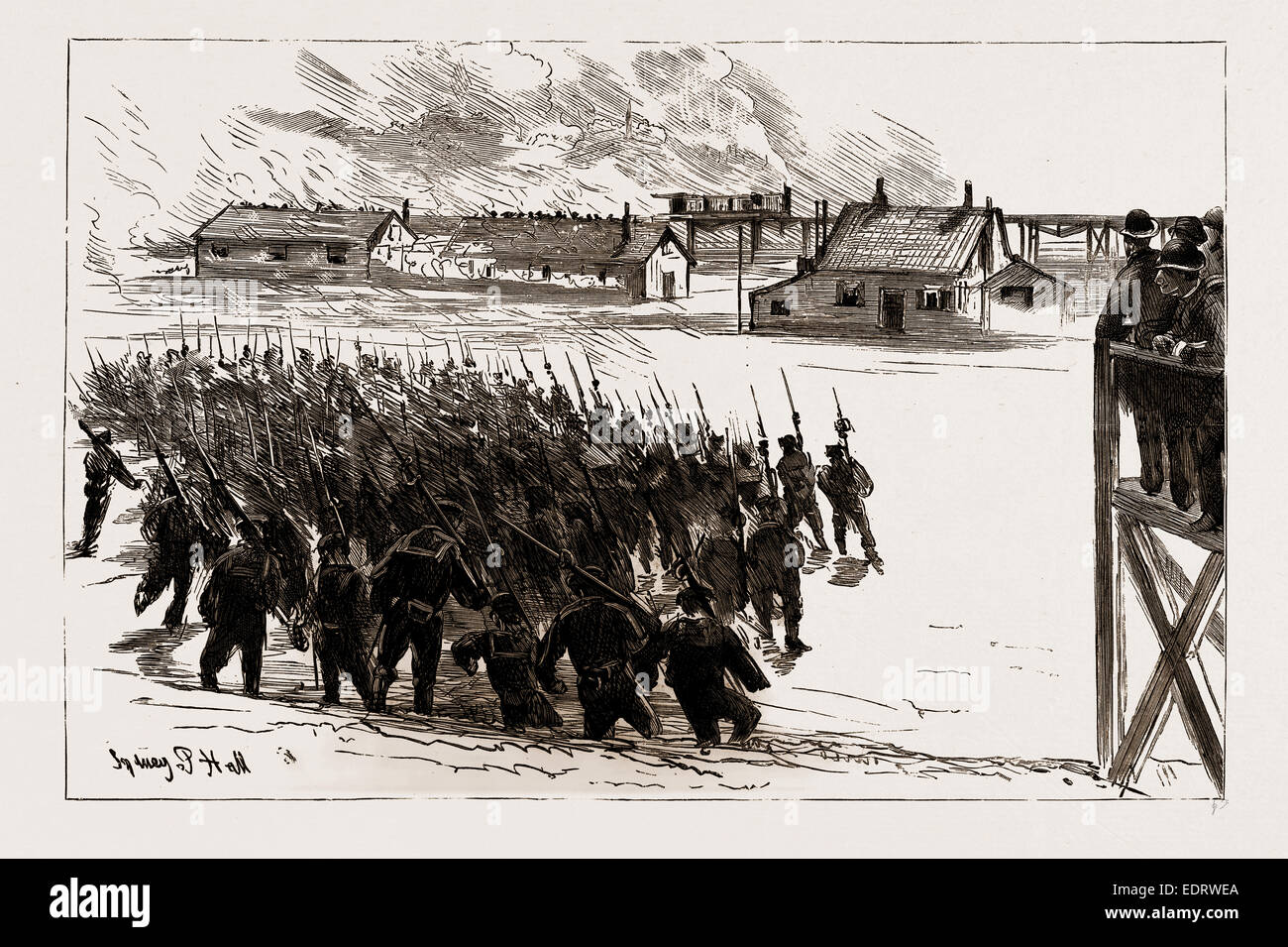 NAVAL SHAM FIGHT AT WHALE ISLAND, PORTSMOUTH, UK, 1886, WITNESSED BY ...