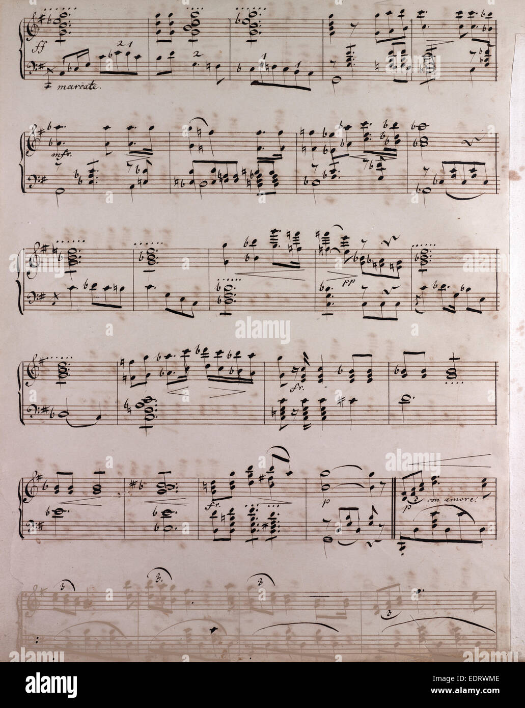 Handwritten sheet music, music notes, 19th century Stock Photo - Alamy