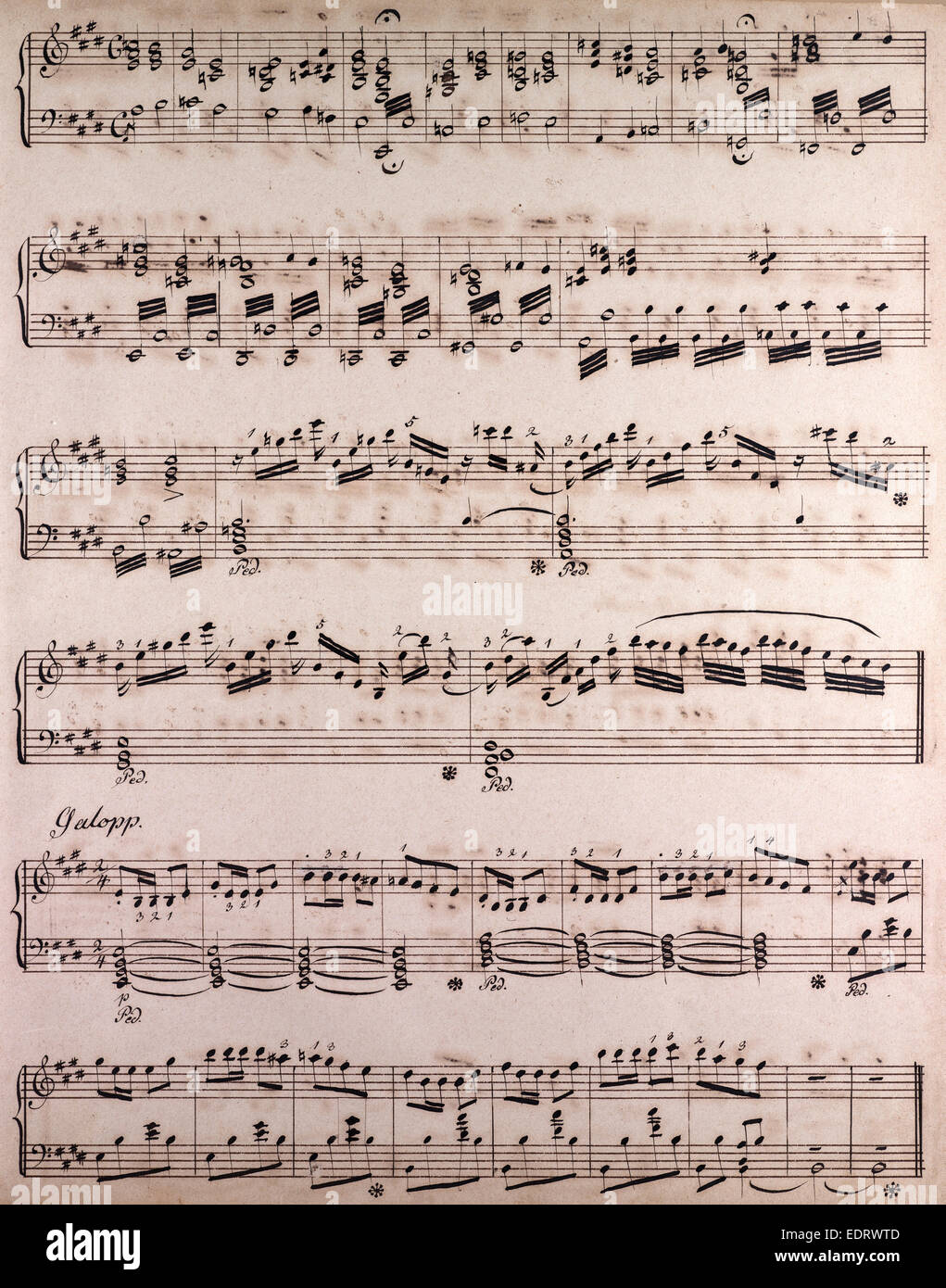 Handwritten sheet music, music notes, 19th century Stock Photo - Alamy
