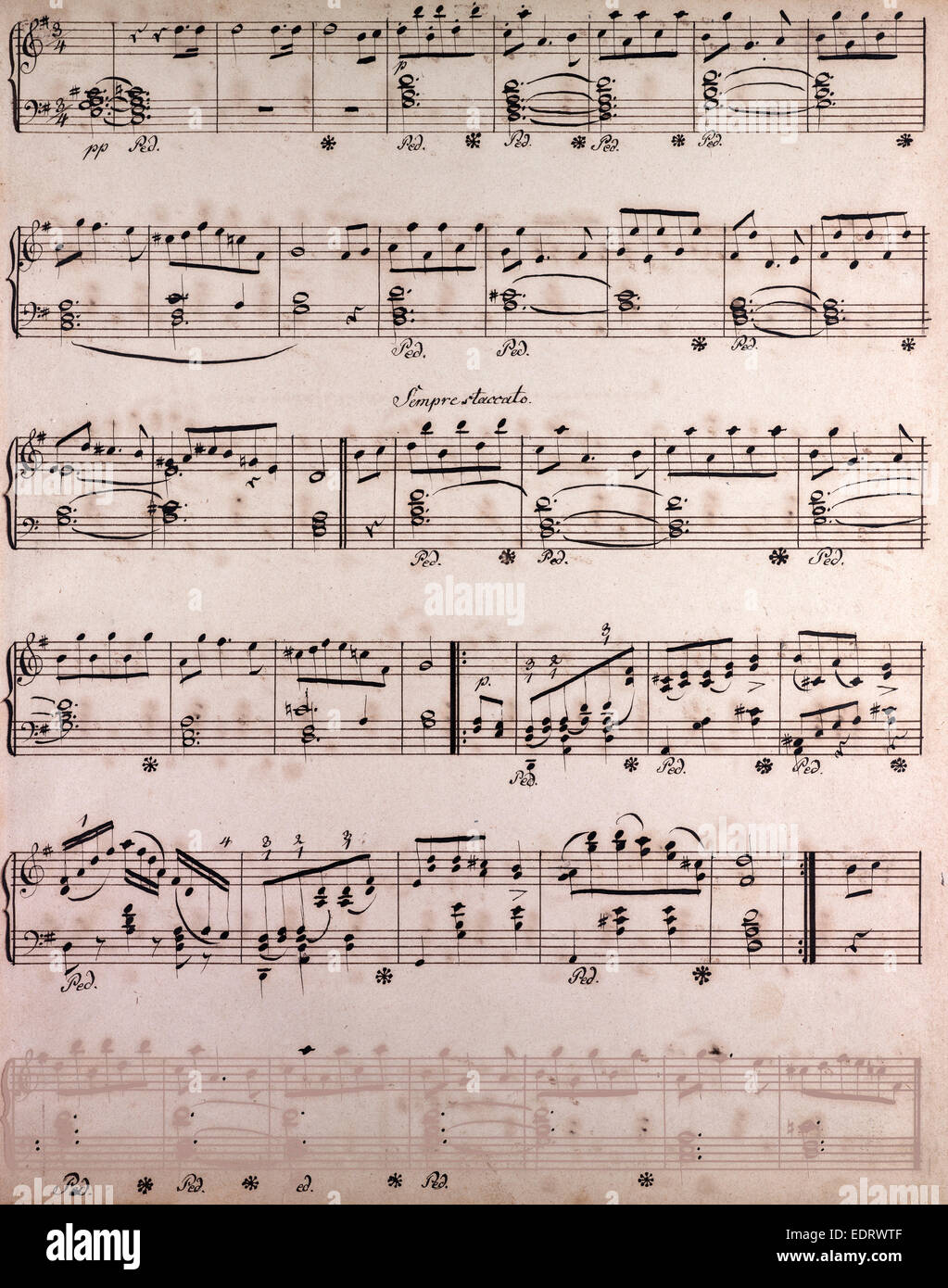 Handwritten sheet music, music notes, 19th century Stock Photo - Alamy