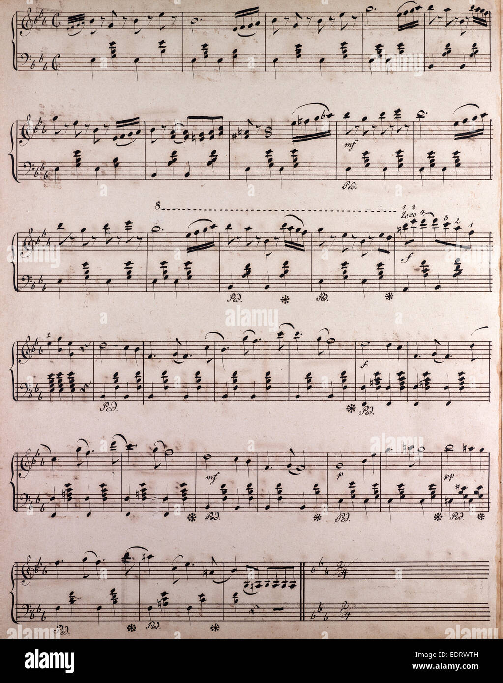 Handwritten sheet music, music notes, 19th century Stock Photo - Alamy