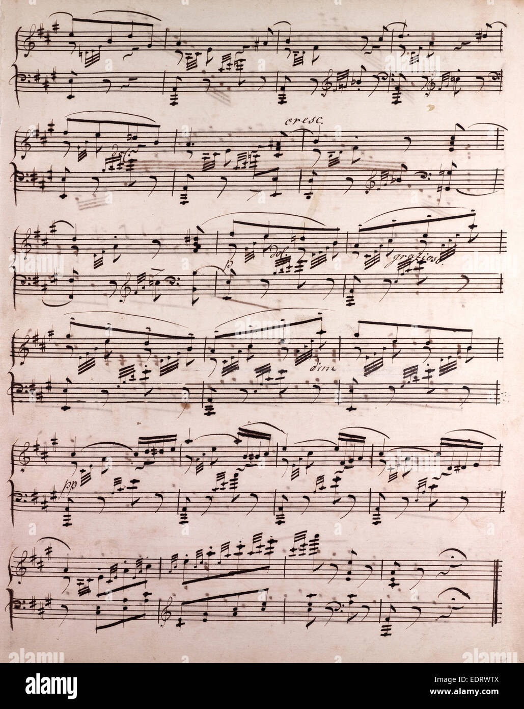 Handwritten sheet music, music notes, 19th century Stock Photo - Alamy