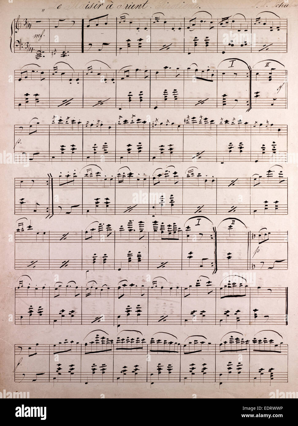 Handwritten sheet music, music notes, 19th century Stock Photo - Alamy