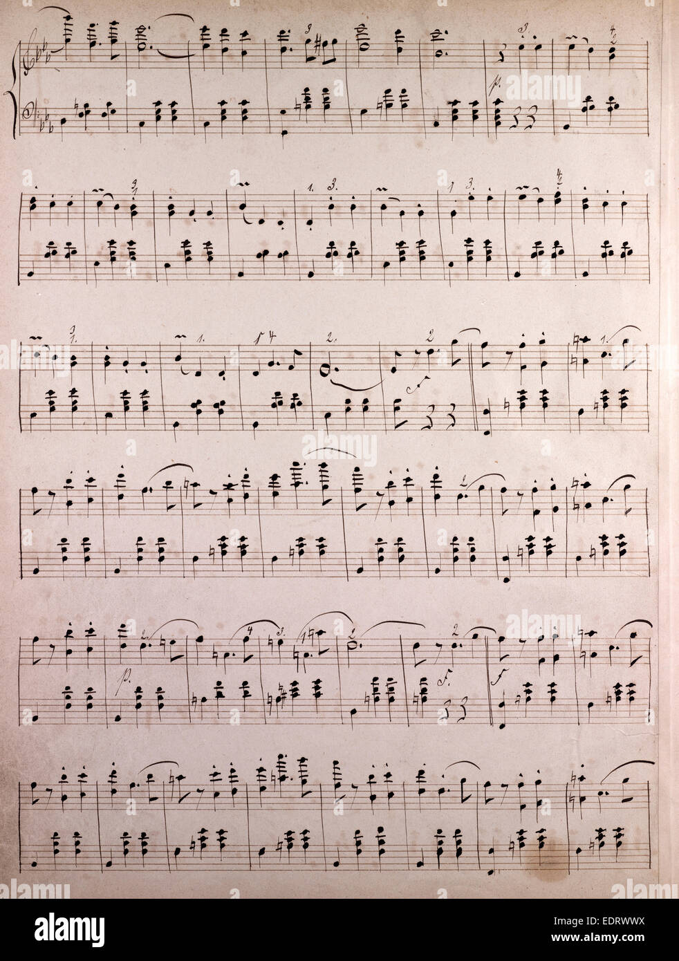 Handwritten sheet music, music notes, 19th century Stock Photo - Alamy
