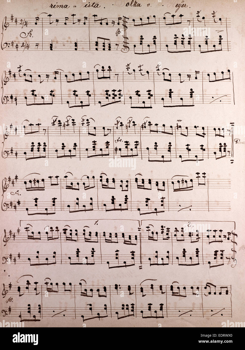 Handwritten sheet music, music notes, 19th century Stock Photo - Alamy