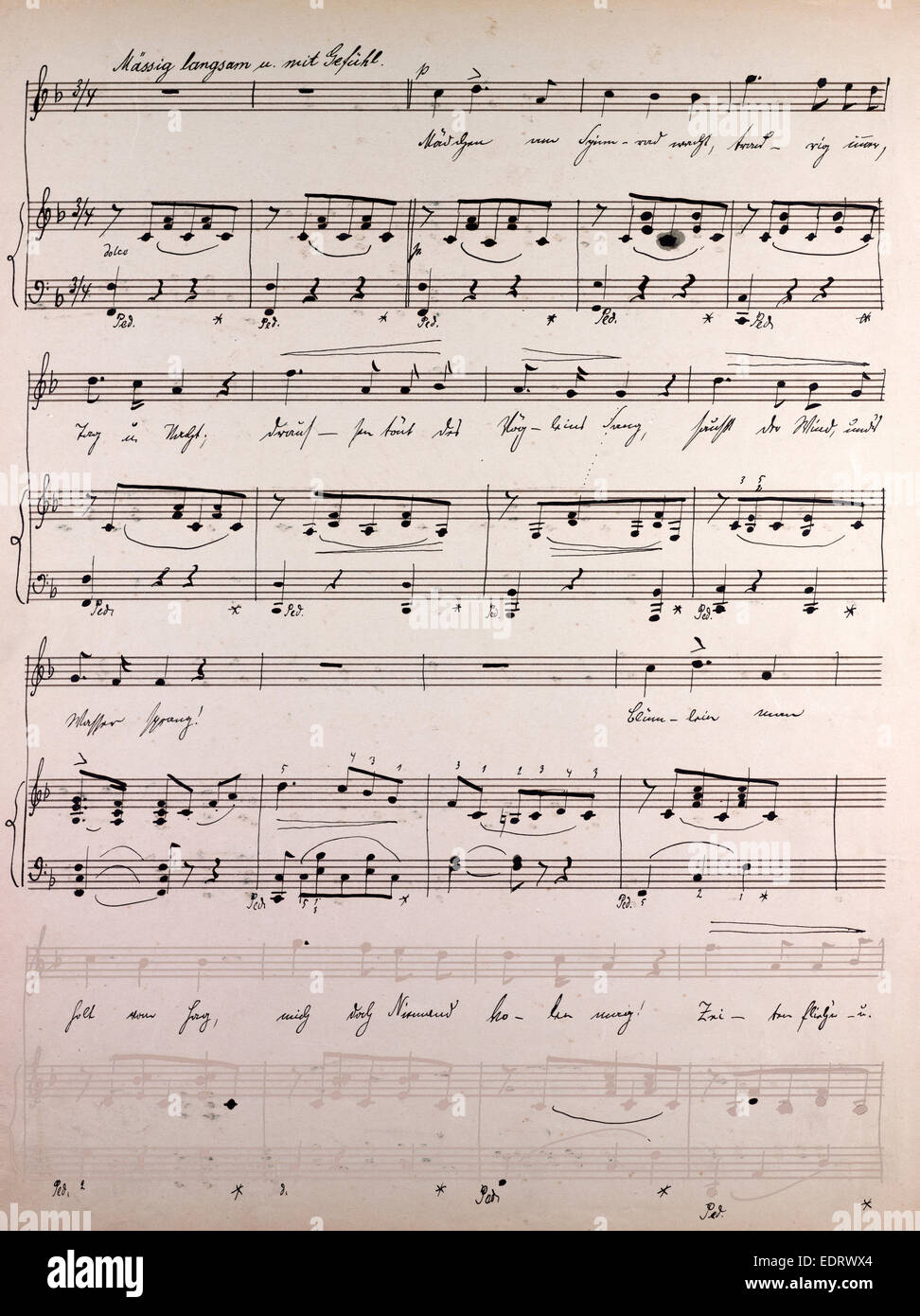 Handwritten sheet music, music notes, 19th century Stock Photo - Alamy